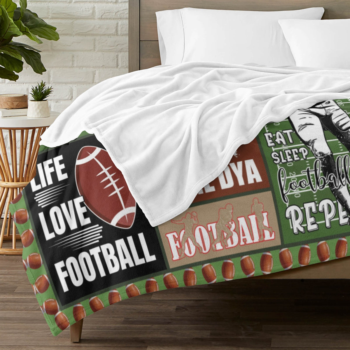 Football Pattern Blanket Fleece Throw Blanket Super Soft Warm Gifts fo ...