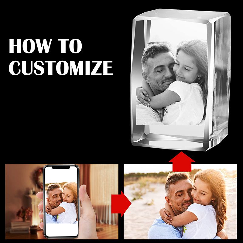 Custom Laser Engraved 3D Crystal Photo Cube, Personalized Etched Cryst ...