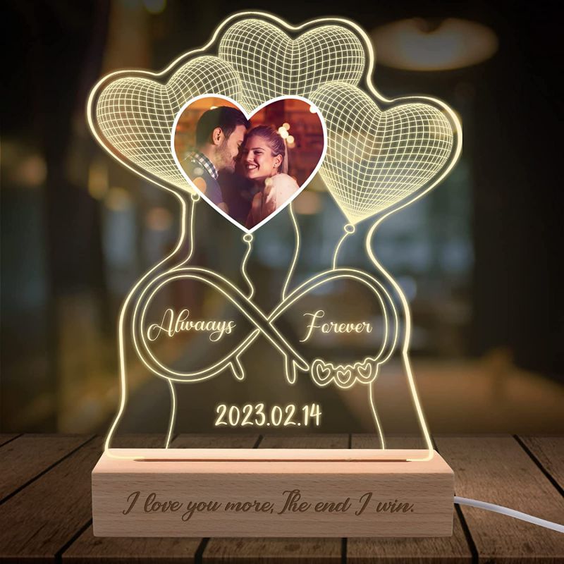 Personalized 3D Illusion Name Lamp, Custom Heart Lamp with Name Sign f ...