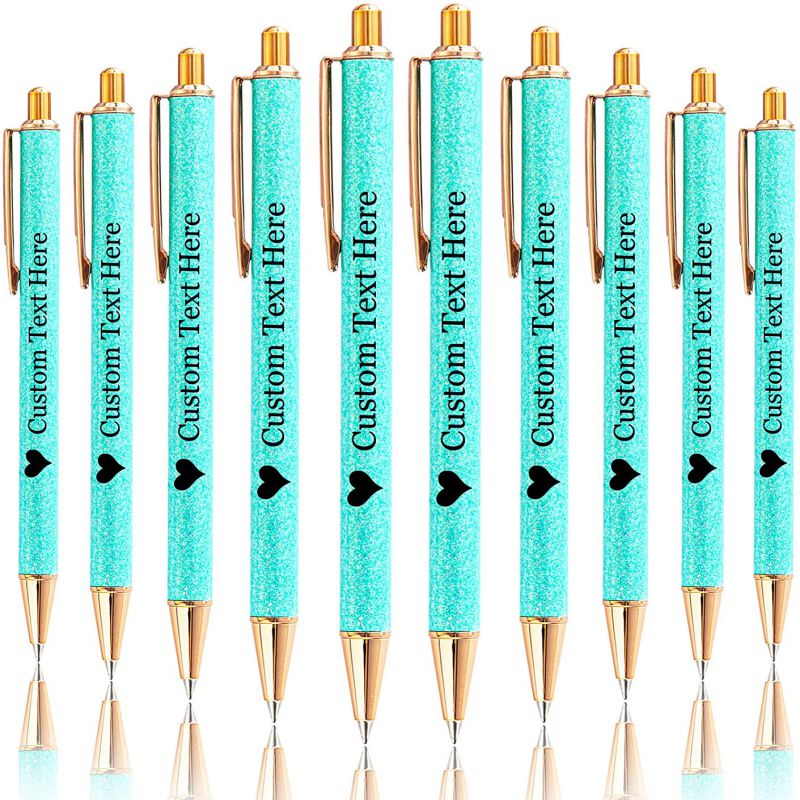 Personalized Glitter Pens 10 Pack Bulk, Custom Printed Ballpoint Pen w ...