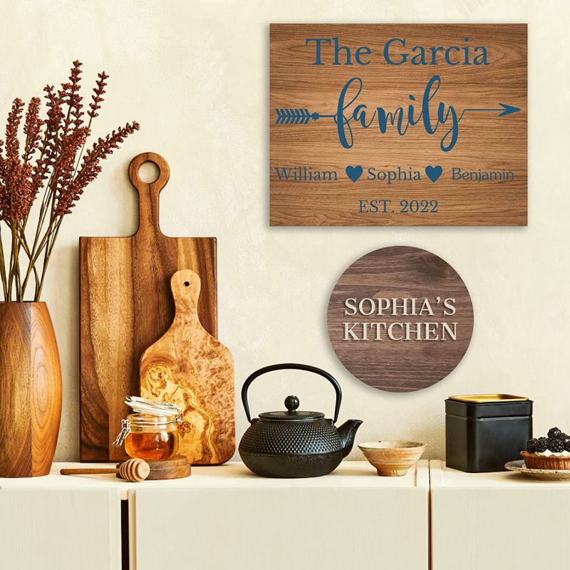 Custom Wood Signs, Personalized 3D Name Wooden Round Sign for Home Dec ...