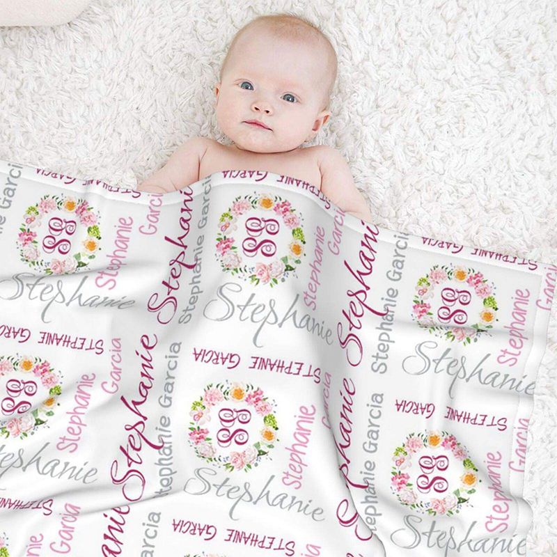 Custom Baby Girls Blanket with Name, Personalized Baby Blankets for Ne ...