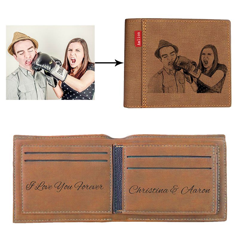 Engraved Photo Wallets Personalized, Custom Trifold Wallets for Men,Fa ...