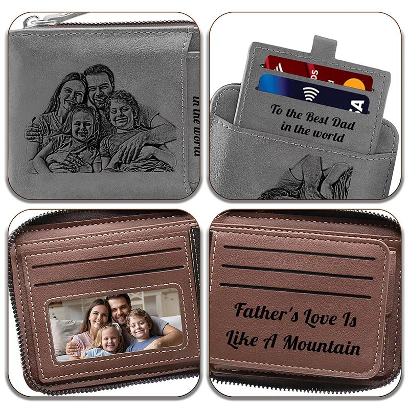 Father's Day Gifts - Personalized Engraved Wallets for Men,Custom Zipp ...